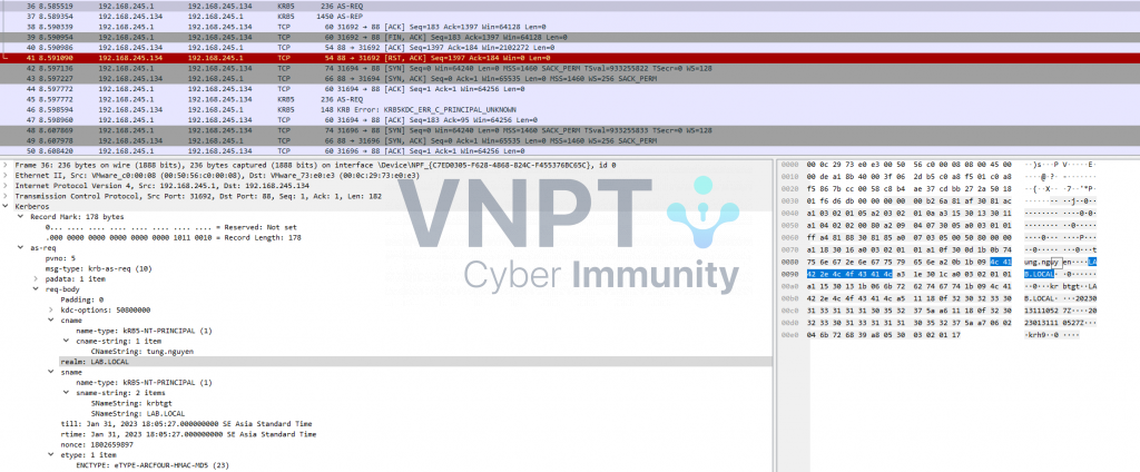 Kỹ thuật Attacking Kerberos - AS-REP Roasting - VNPT Cyber Immunity
